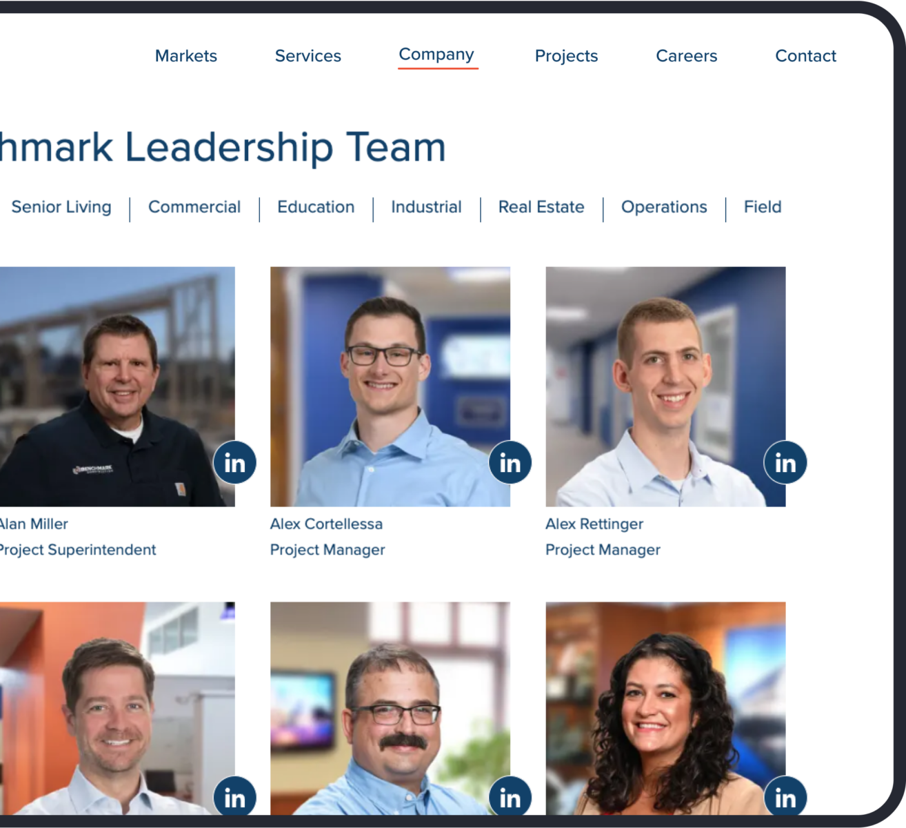Benchmark Construction Website Redesign - Mile6